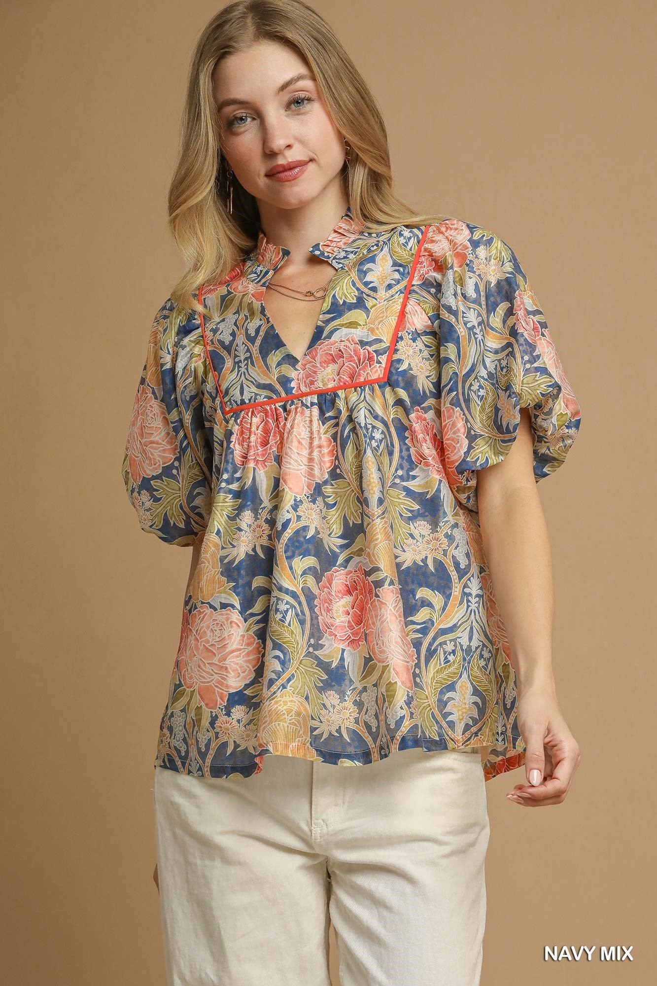 Floral Puff Sleeve Peasant Blouse – Girlfriends | Your Bra Specialists